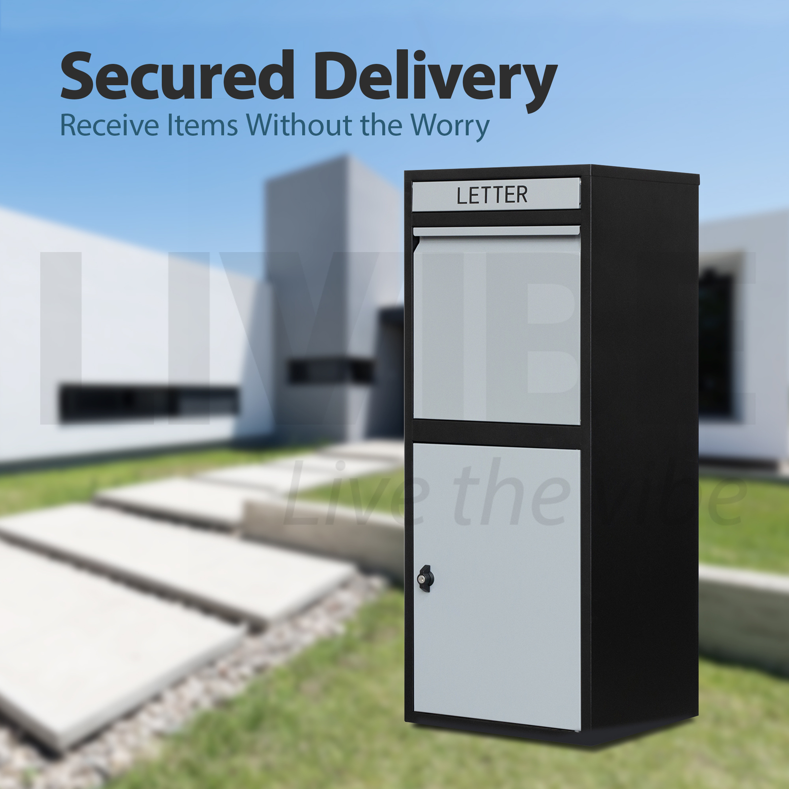 Metal Post Parcel Box Package Delivery Mail Box Locking Safe Drop ...