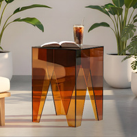 Modern Brown Acrylic Bedside Table, Nightstand Coffee End Table ...
