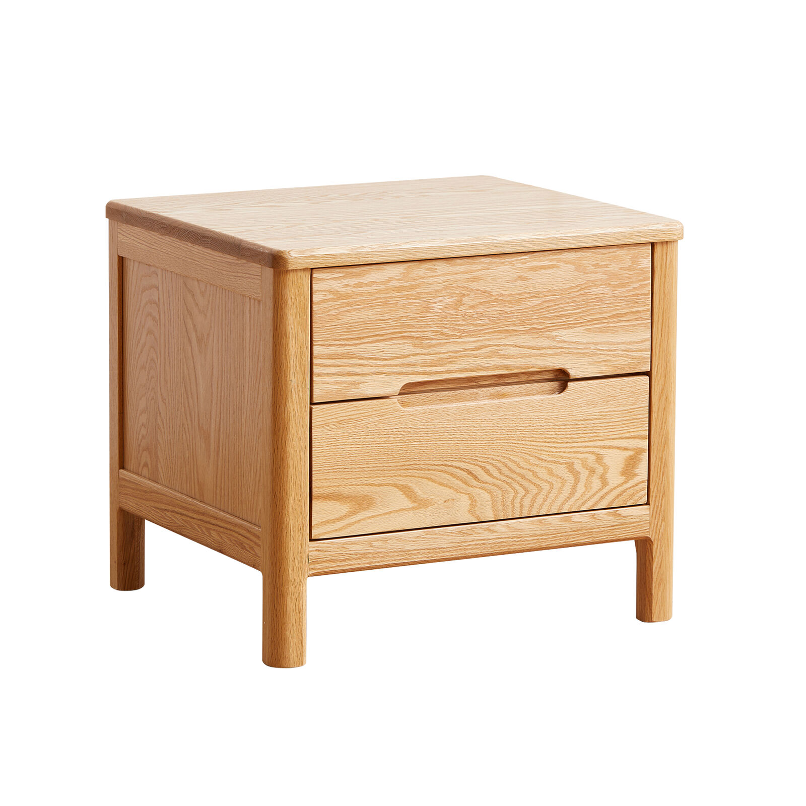 American Solid Oak Wood Bedside Table, Side Storage End Table w/ 2 ...