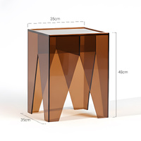 Modern Brown Acrylic Bedside Table, Nightstand Coffee End Table ...