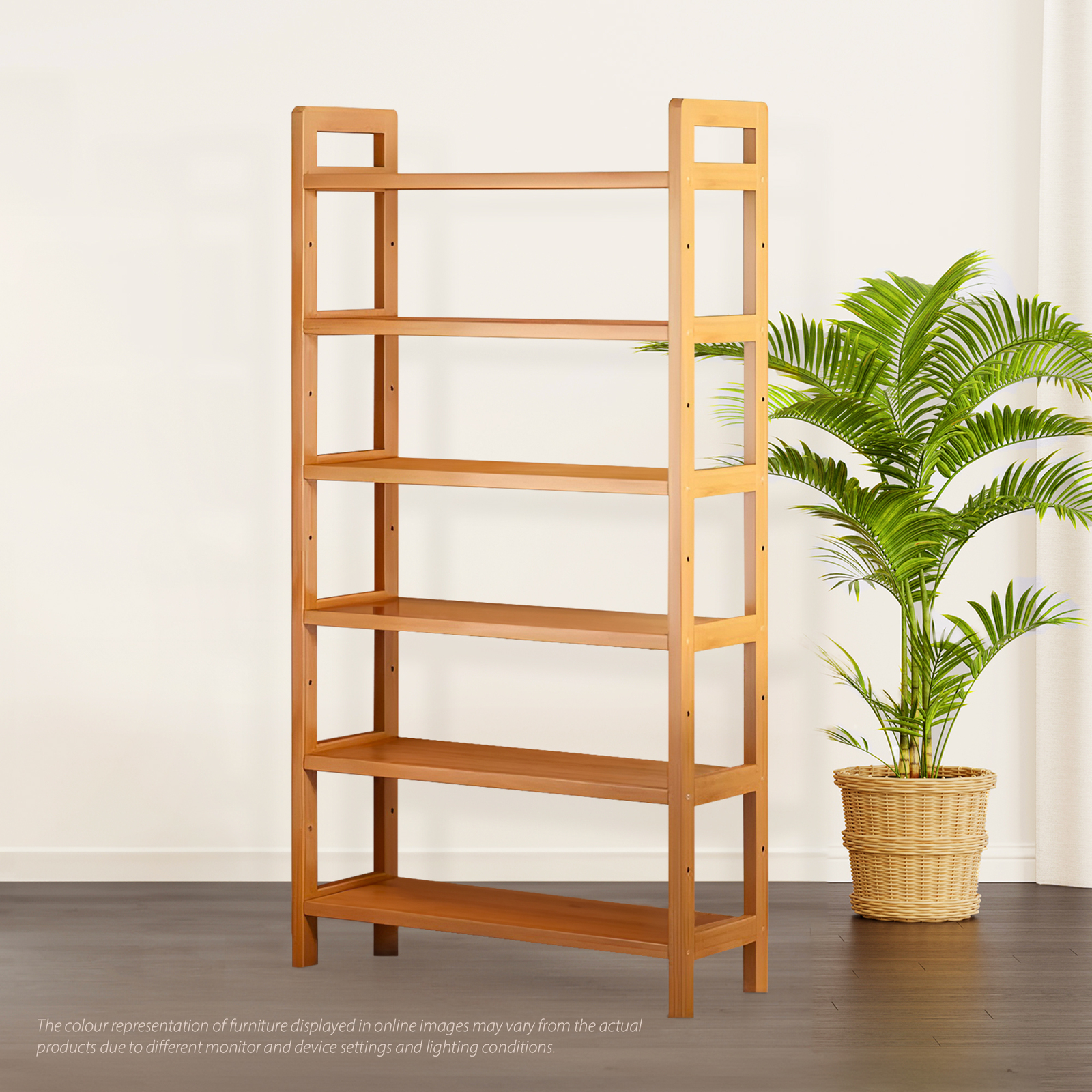 6 Tier Bamboo Wood Display Shelf Bookshelf Storage Rack Stand