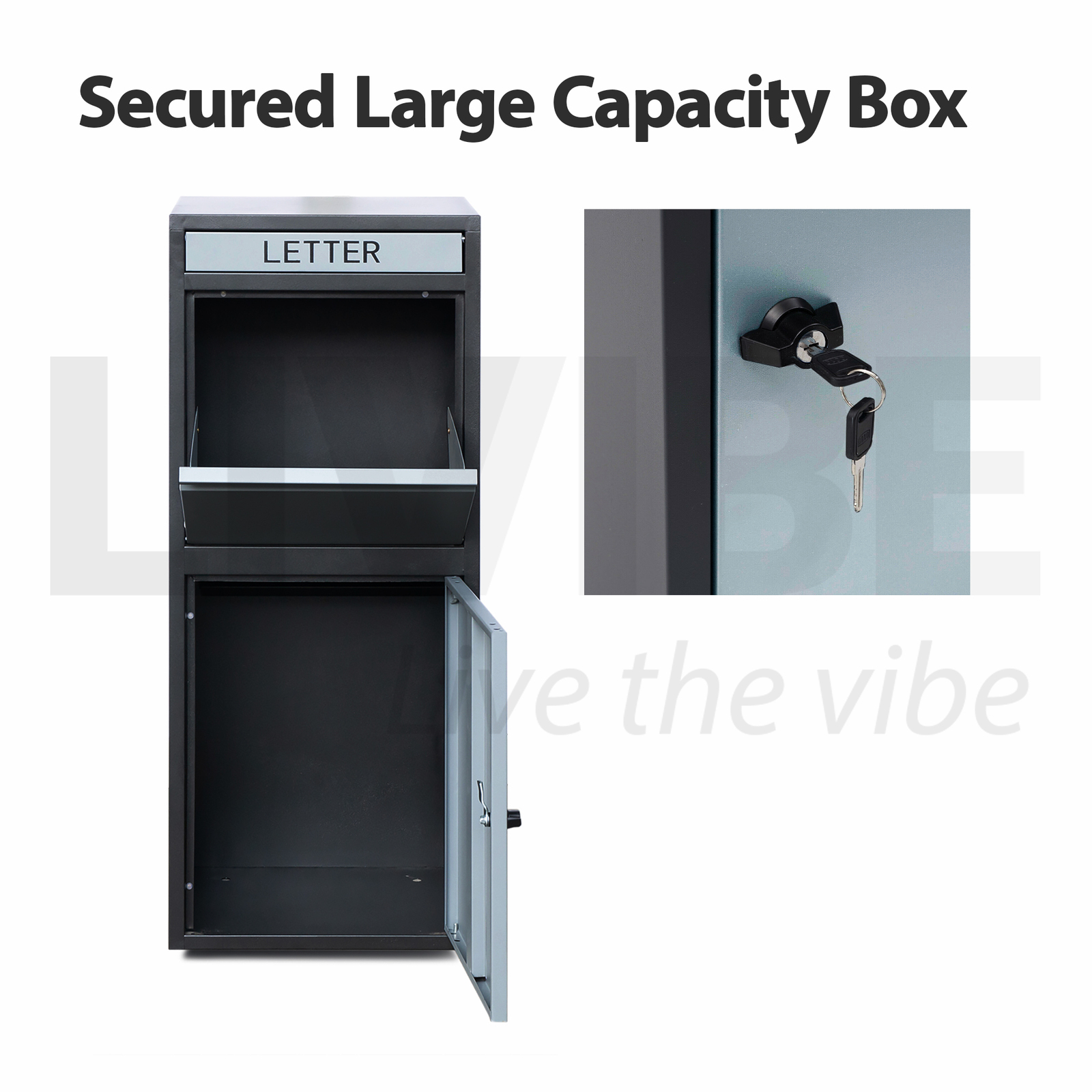 Metal Post Parcel Box Package Delivery Mail Box Locking Safe Drop ...