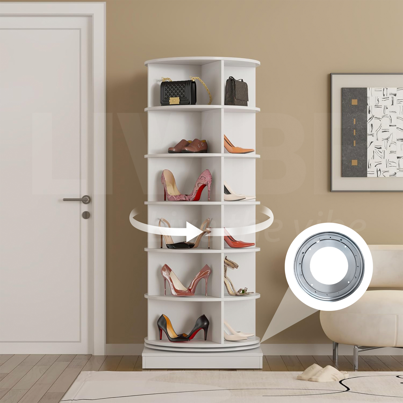 360 Swivel Rotating Shoe Rack Tower Book Storage Organizer Display Stand