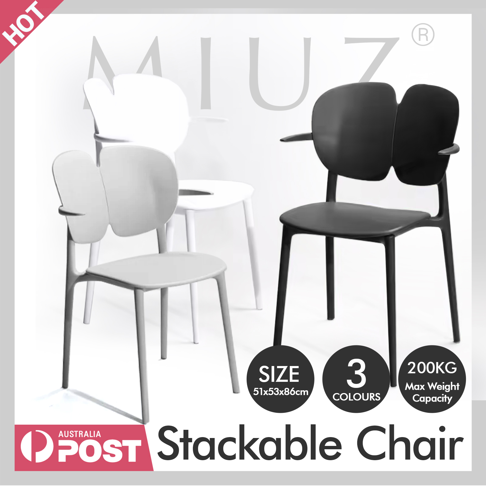 MIUZ 4 pcs Dining Chairs Kitchen Chair Plastic Stackable Modern Chairs ...