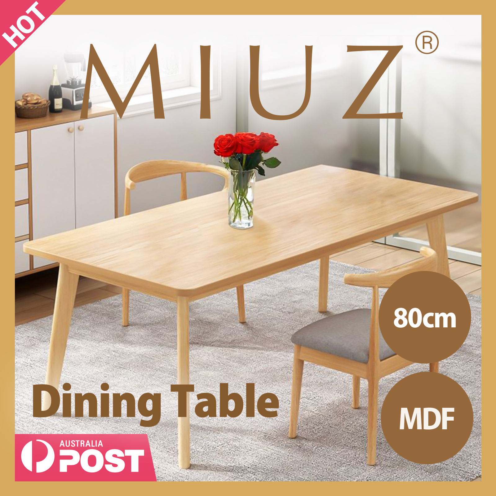 80cm Dining Table 2-4 Seater Wooden Kitchen Modern Dining Tables