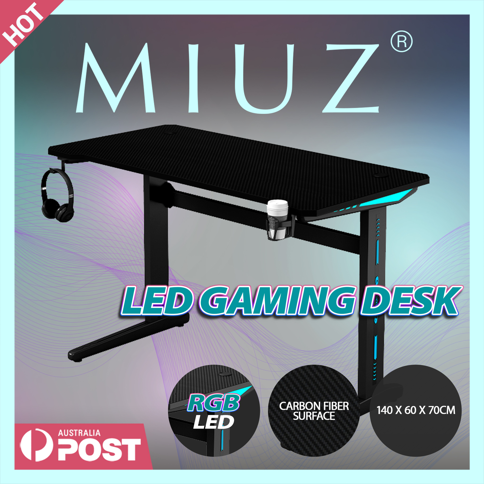 MIUZ Gaming Desk Office Computer Desk Home Study Work Table Racer ...