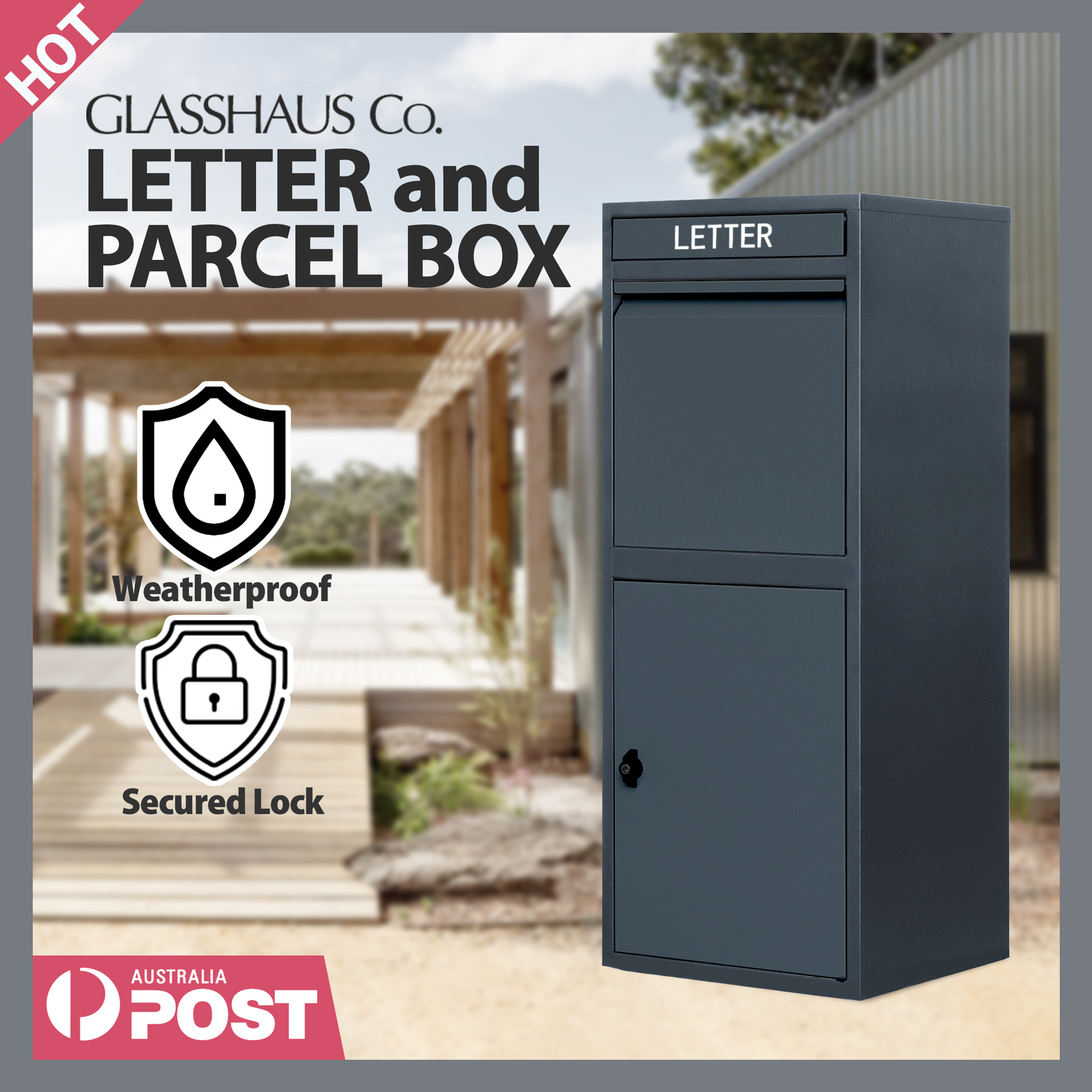 Glasshaus Post Parcel Letter Box Package Mailbox Safe Drop Lockable ...