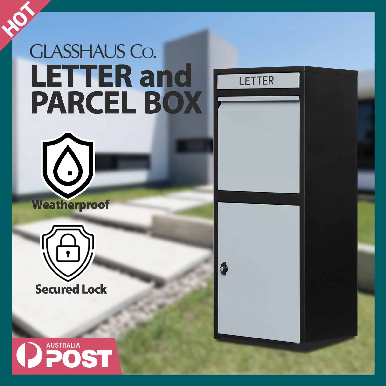Metal Post Parcel Box Package Delivery Mail Box Locking Safe Drop ...