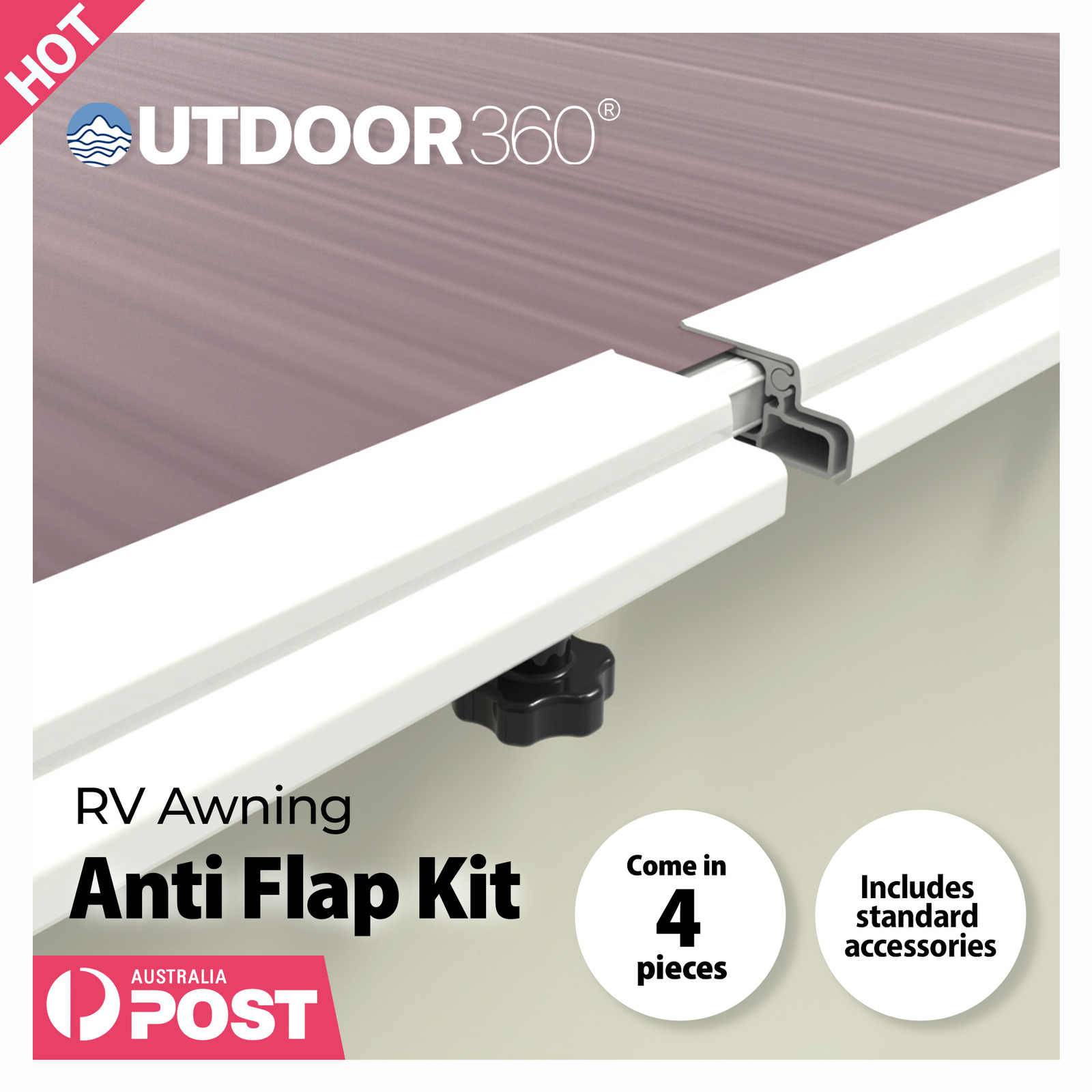 OUTDOOR360 RV Caravan Anti Flap Kit Awning Deflappers 8Ft Long 4pc Set