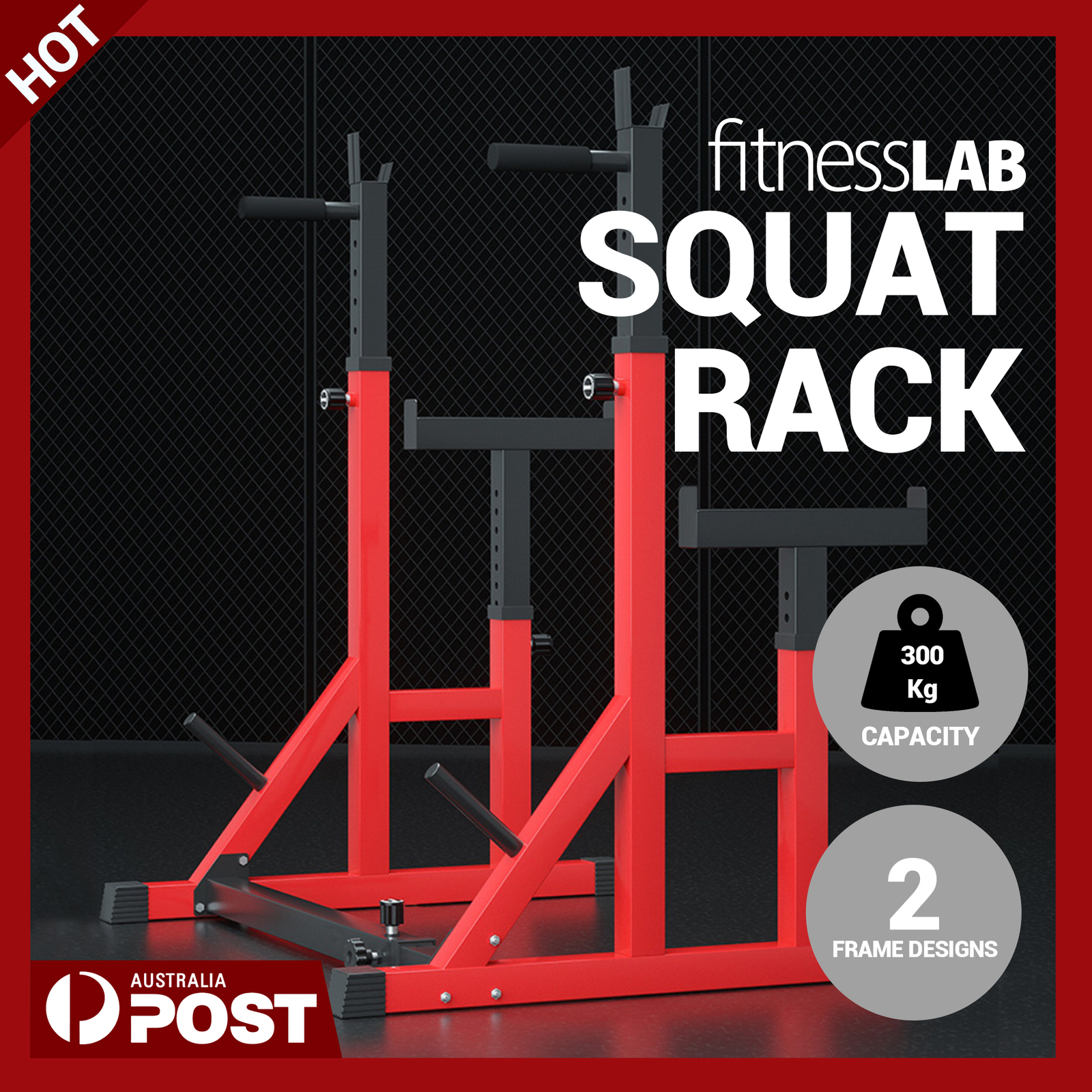 FitnessLab Adjustable Squat Rack Fitness Exercise Weight Lifting Home ...