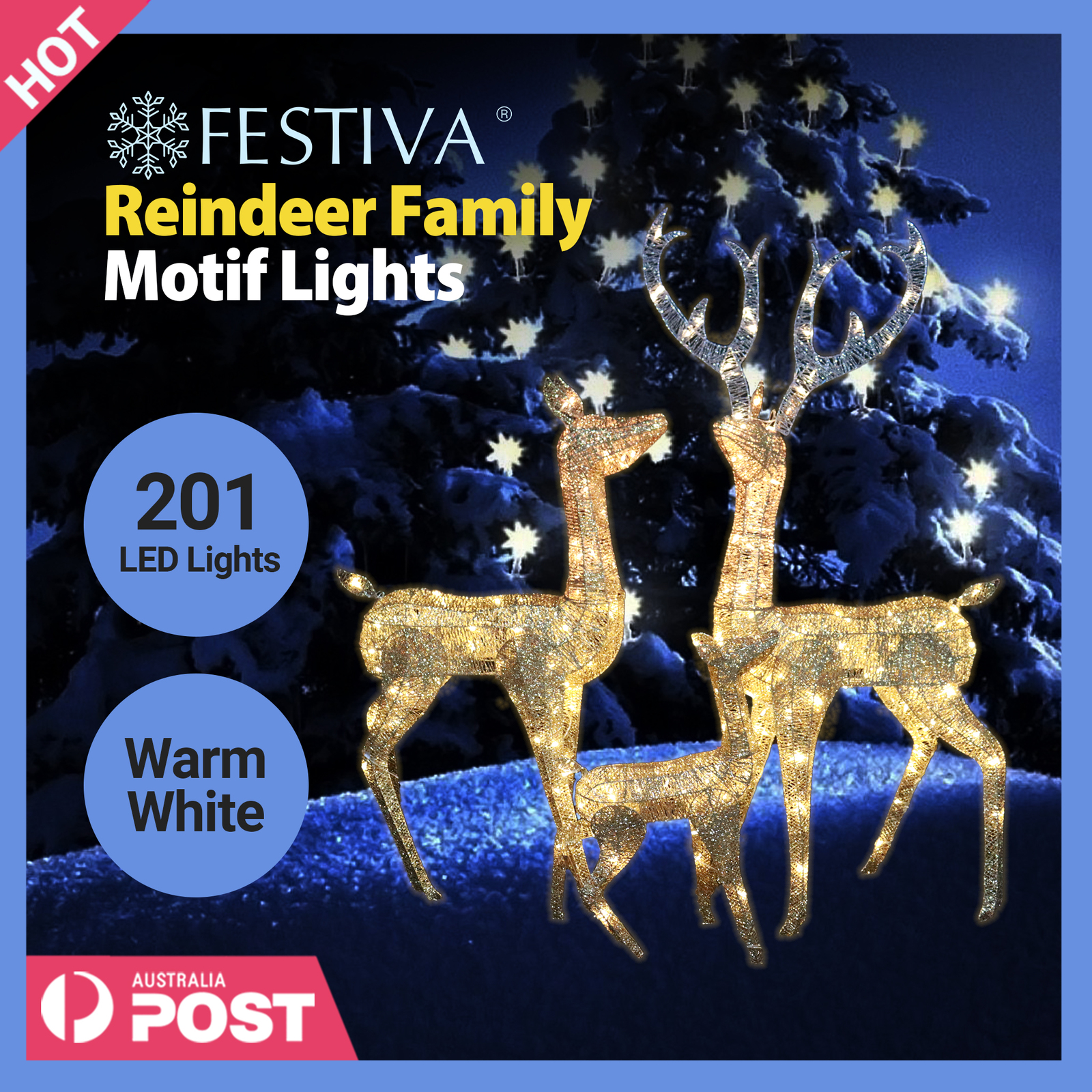 Festiva Christmas Motif Lights Led Santa Reindeer Rope Xmas Indoor ...