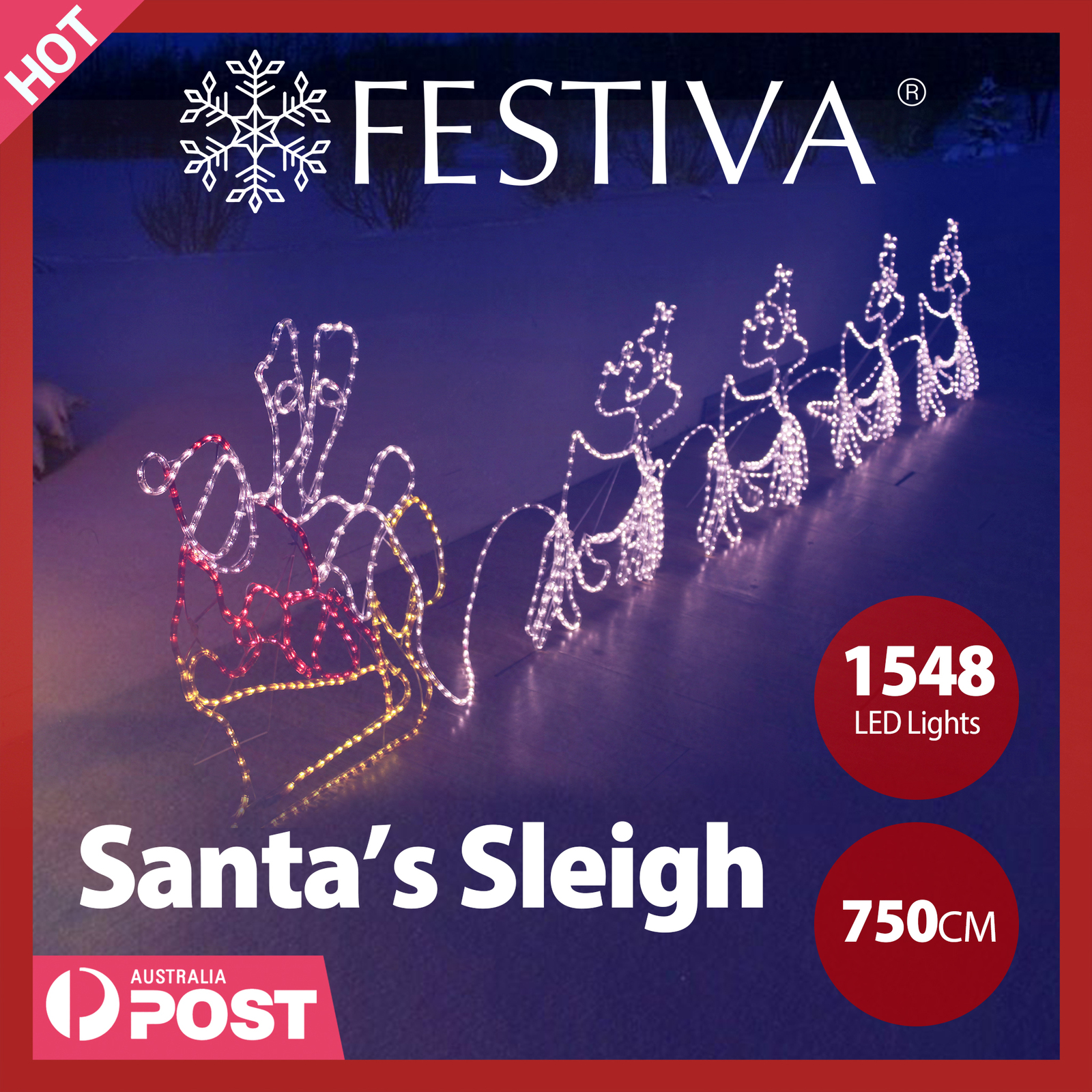 Festiva Christmas Motif Lights Led Santa Reindeer Rope Xmas Indoor ...