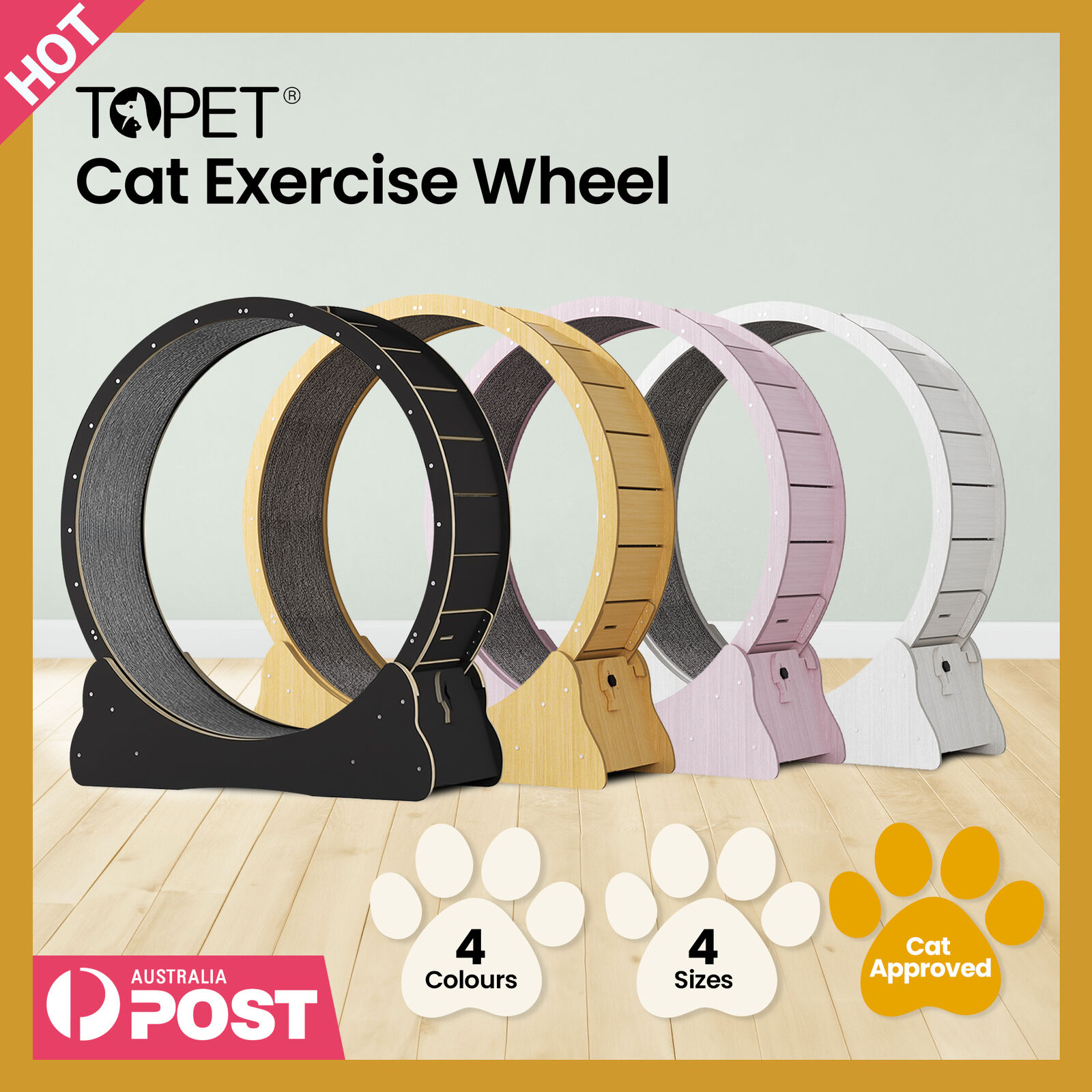 TOPET Cat Exercise Wheel Toy Running Exerciser Treadmill Scratcher ...