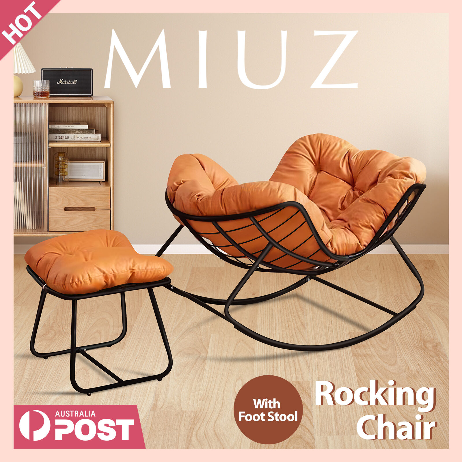MIUZ Rocking Chair with Footstool Patio Outdoor Egg Rocking Chair ...