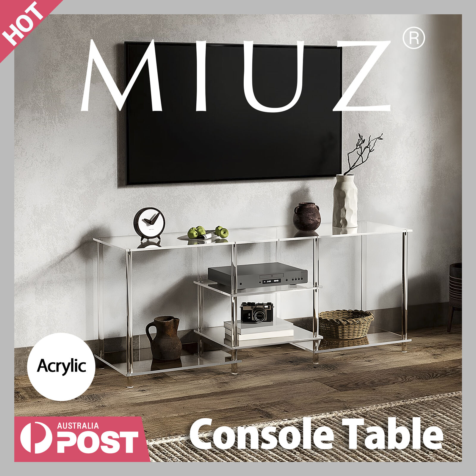 Acrylic TV Stand - Transparent, Durable Multi-Layer Console with Easy ...