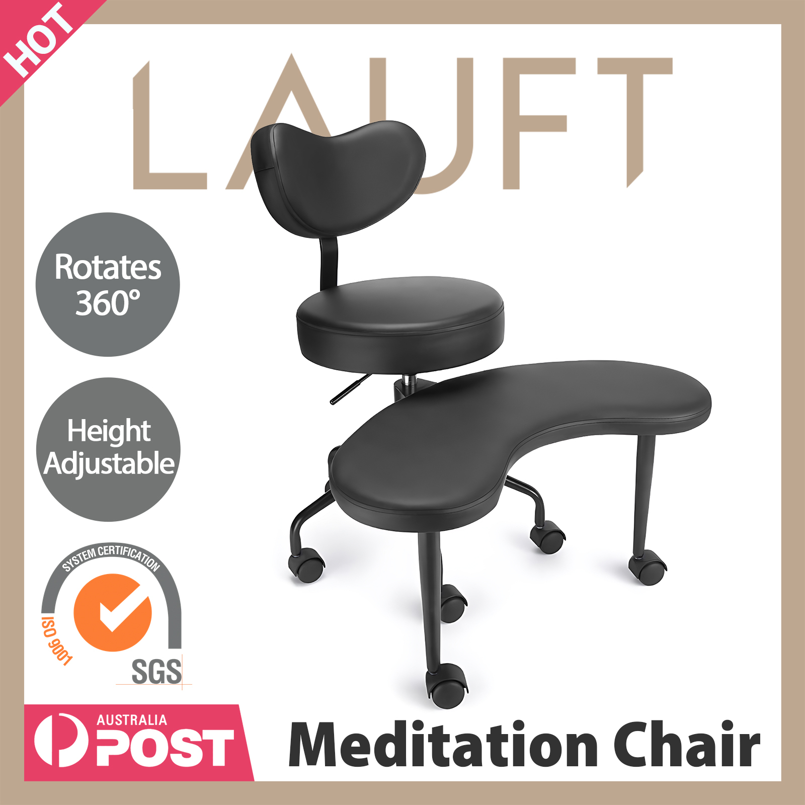 Black Criss Cross Legged Meditation Chair ADHD Chair with Lumbar ...