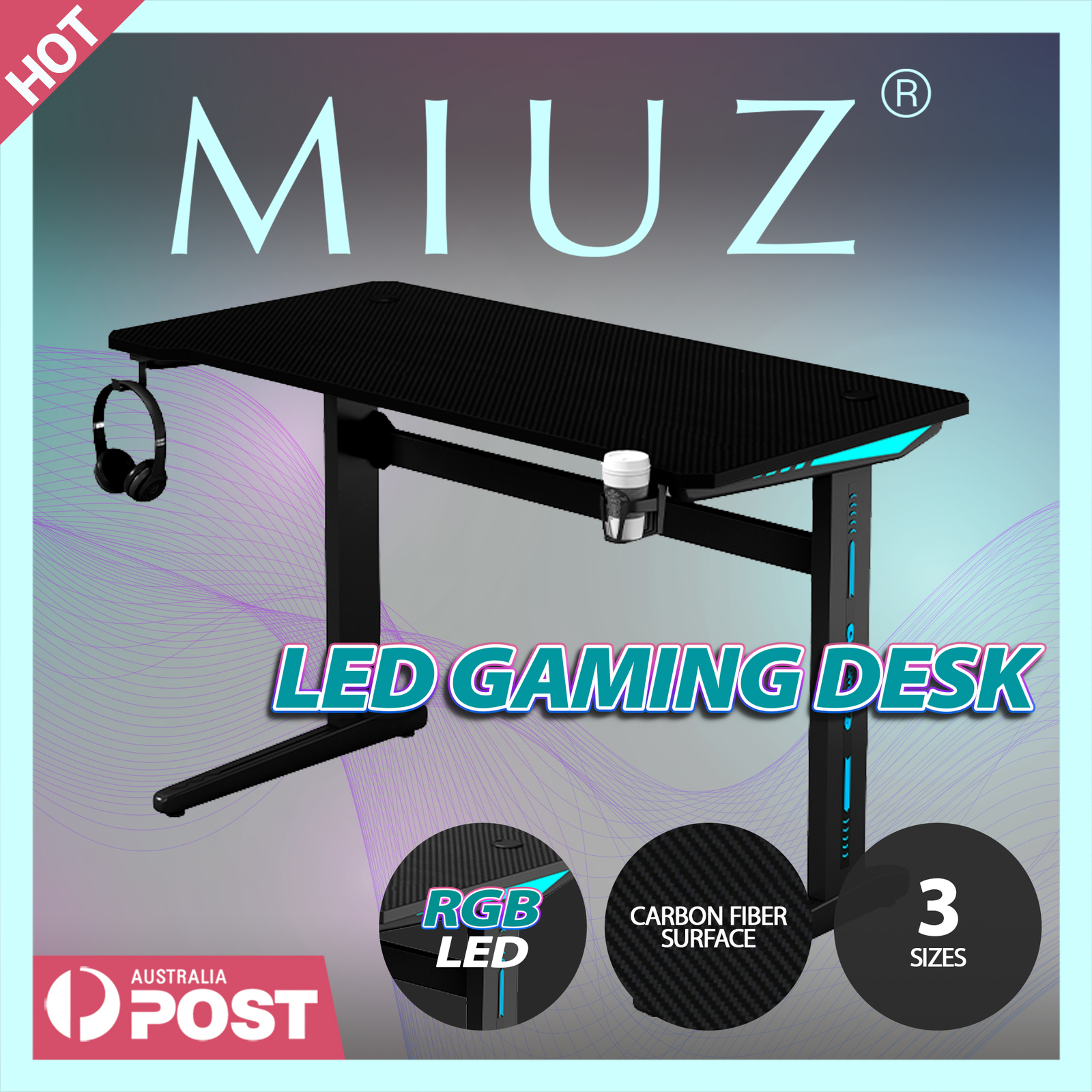 MIUZ Gaming Desk Office Computer Desk Laptop Study Work Table Racer ...