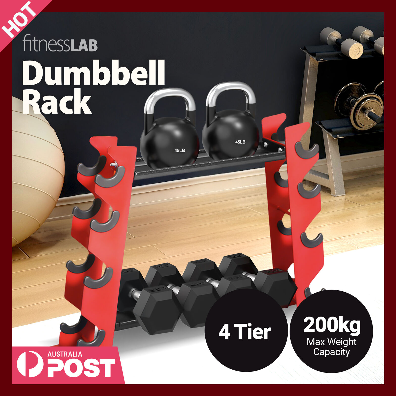 4 Tier Dumbbells Rack Stand Home Gym Strength Exercise Weights Holder