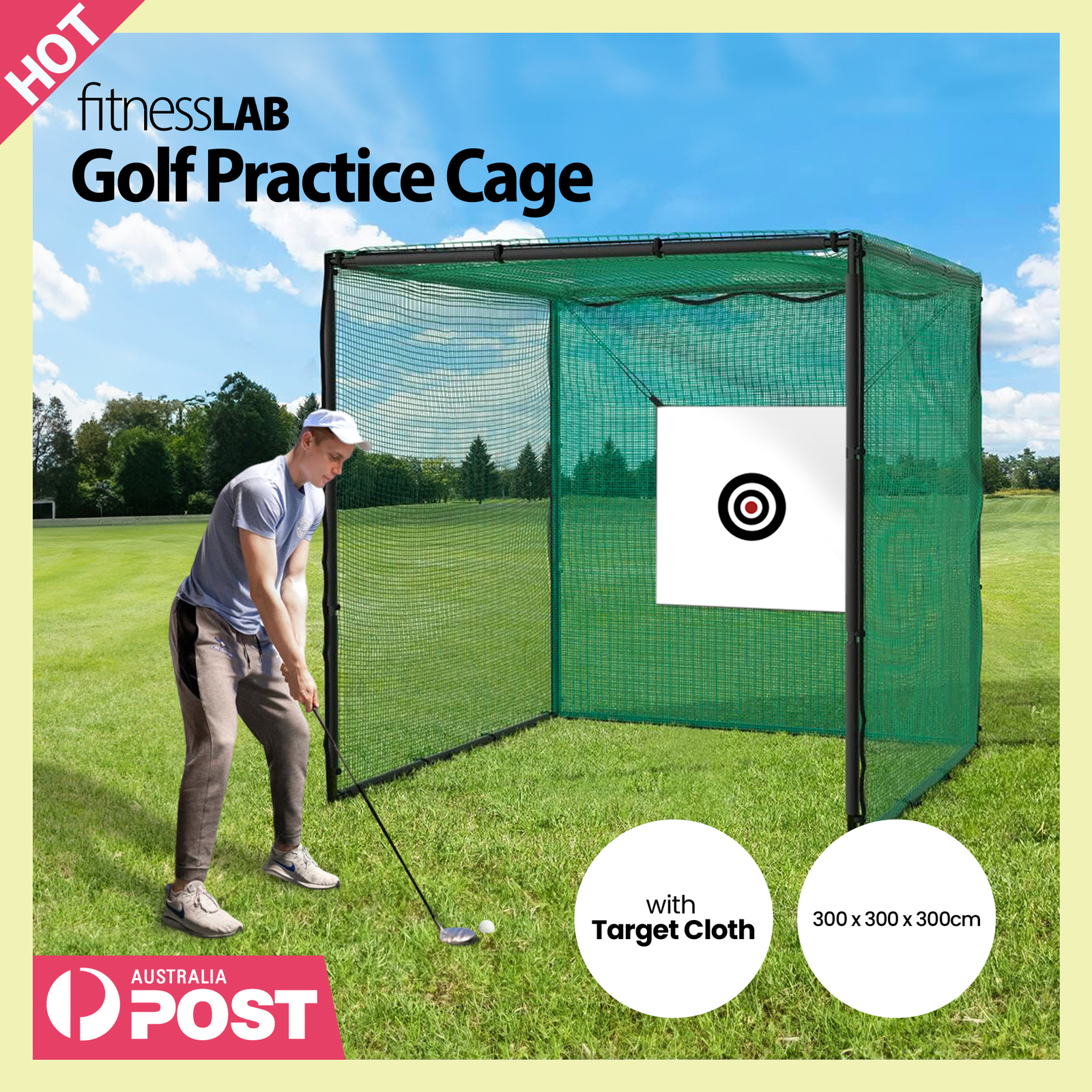 3M Golf Practice Net Hitting Cage with Steel Frame Baseball Training
