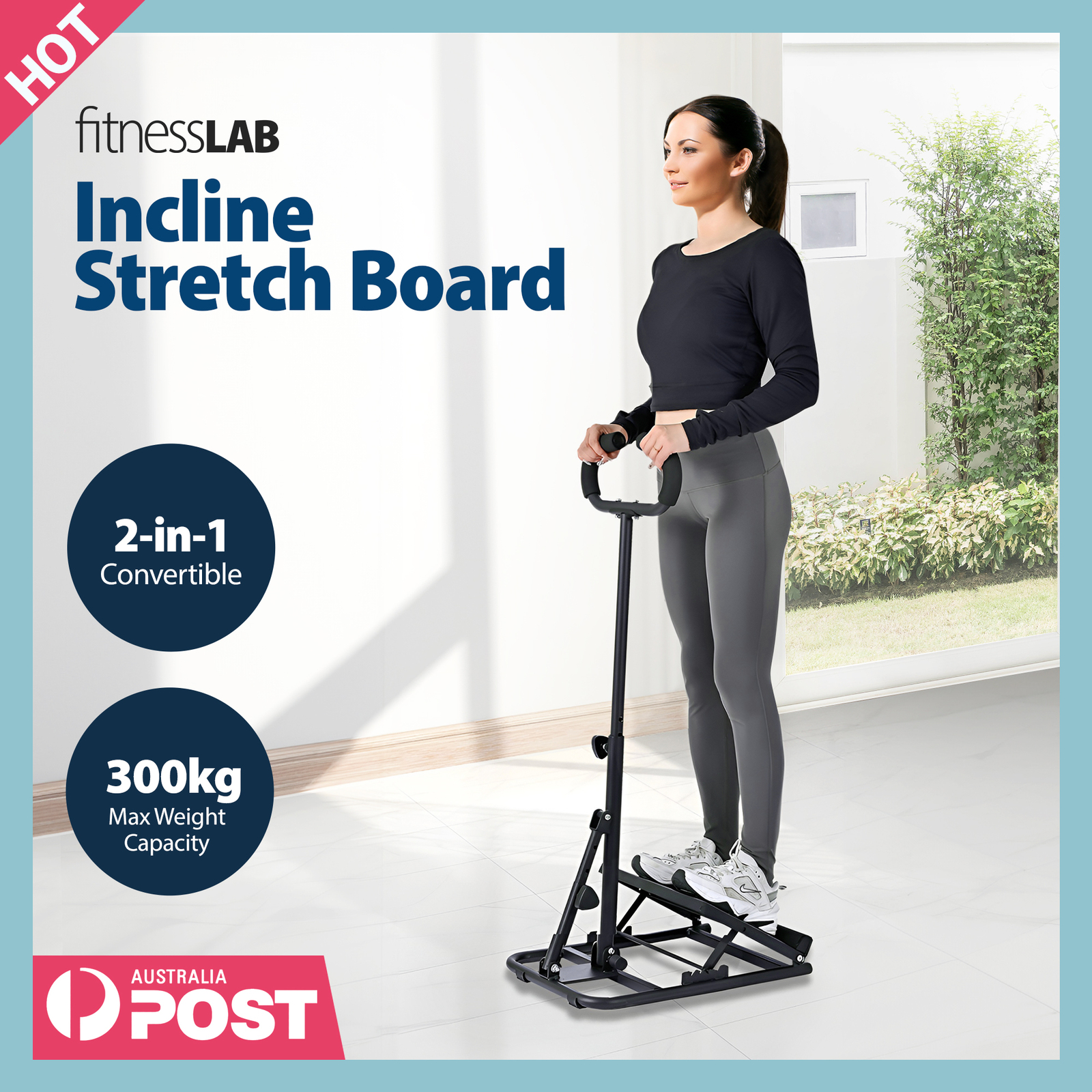 Slant Board Incline Wedge Stretch Slanting Squat Board with Handlebars