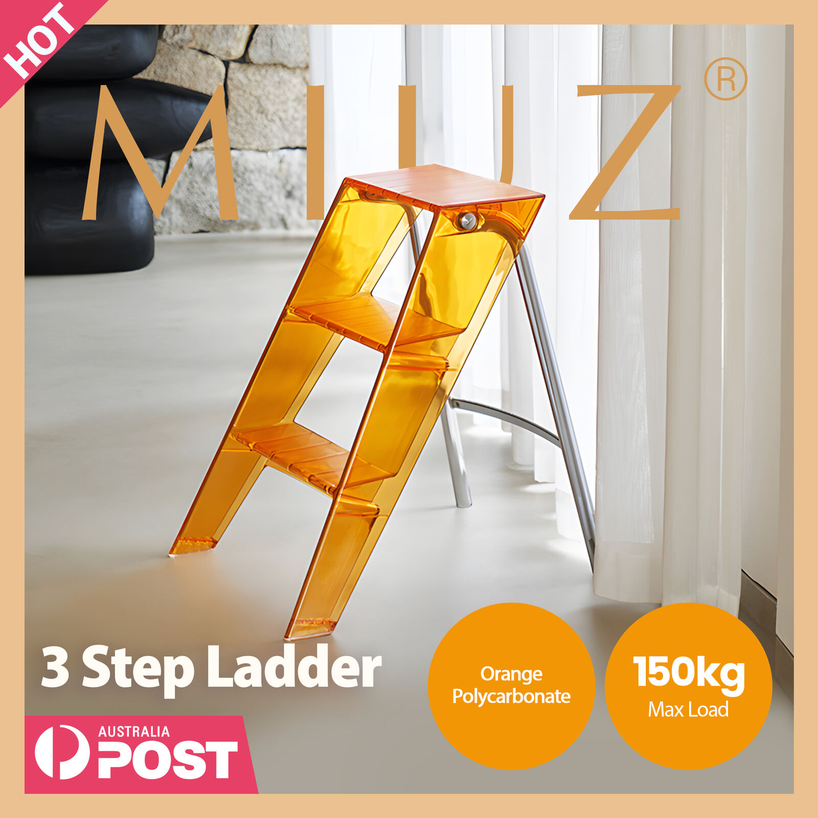 3 Step Ladder Folding Step Stools Side Table | Replica Kartell Upper ...