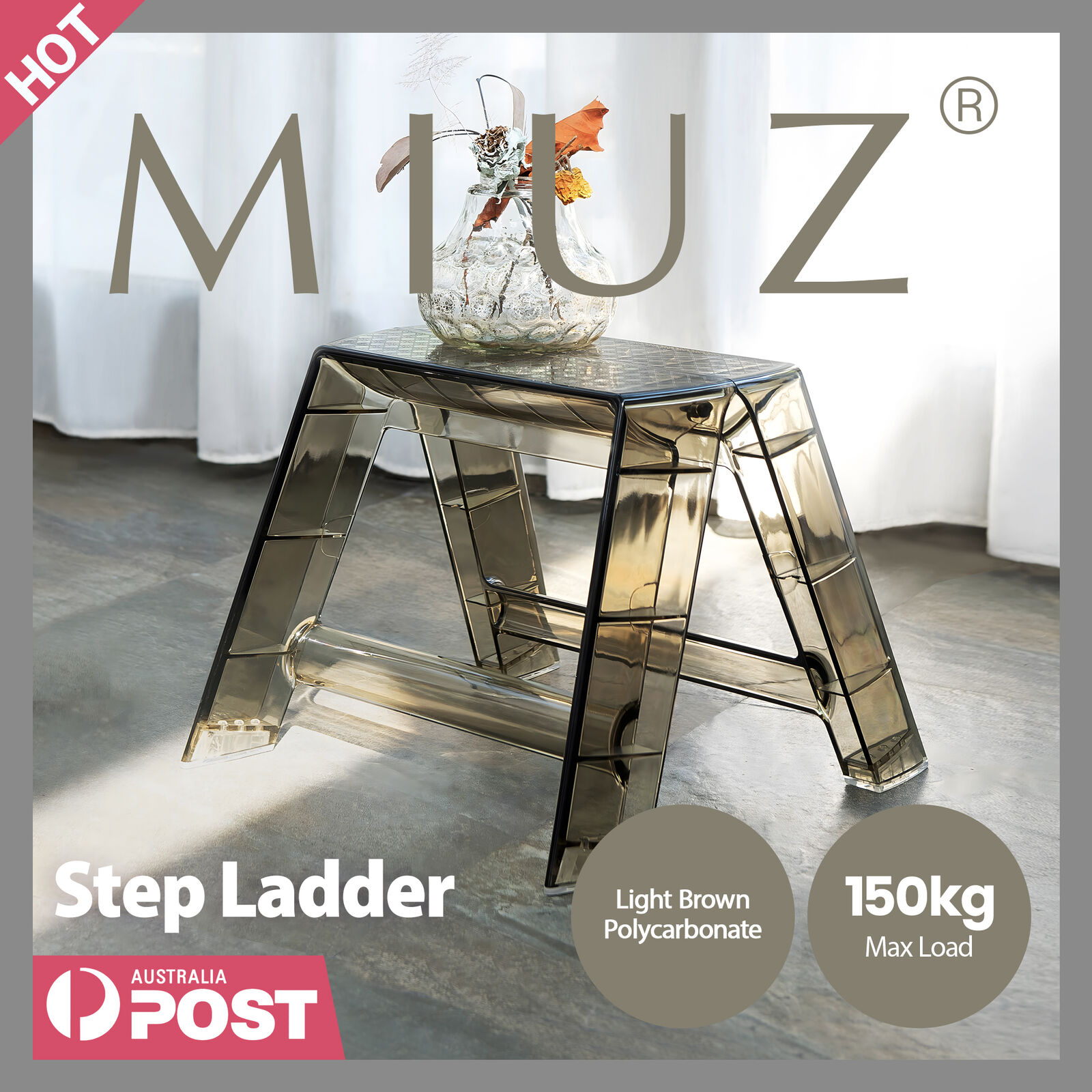 Display Ladder Step Stool | Replica Kartell Upper Step Ladder - Light Brown