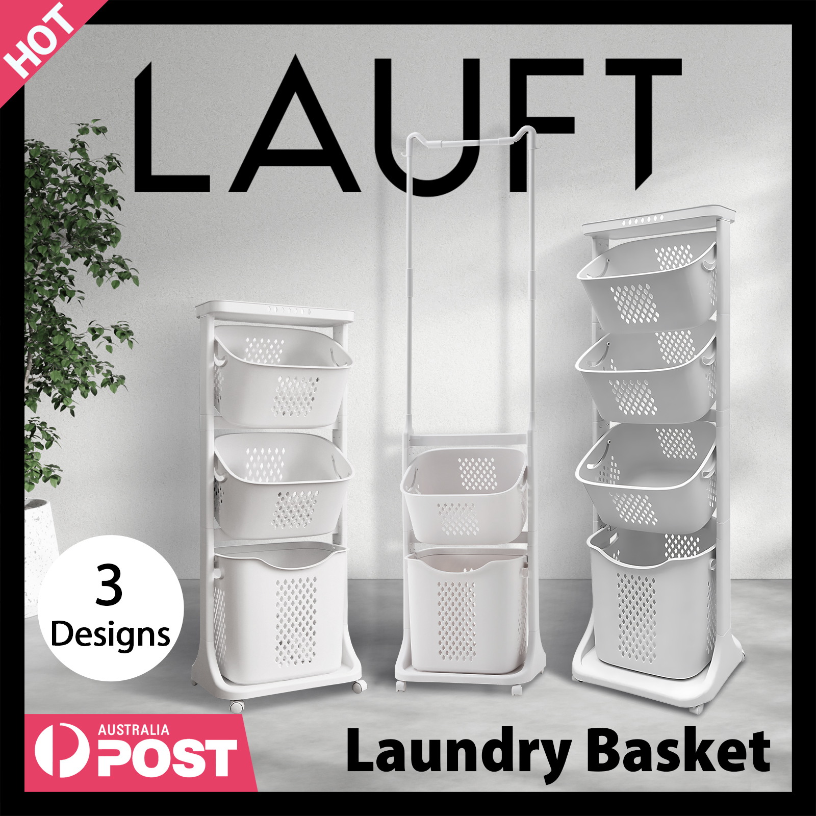 Laundry Basket Bathroom Multi-Layer Clothes Storage Hamper