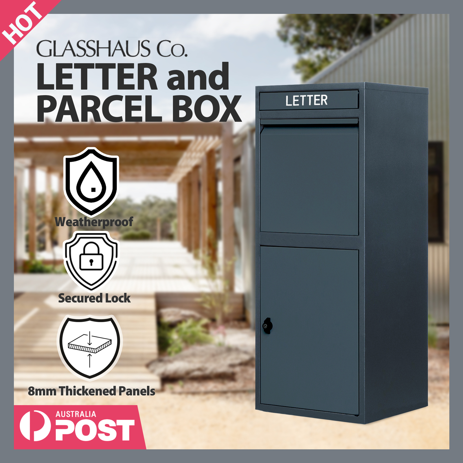 New Improved Steel Post Parcel Box Package Delivery Mail Box Locking ...