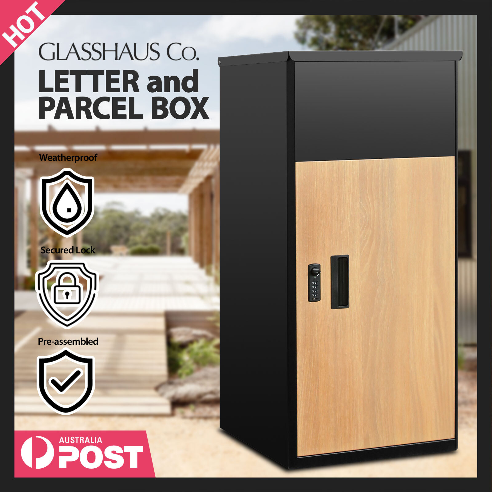 Freestanding Parcel Post Box Letter Box Package Mailbox Security Lock
