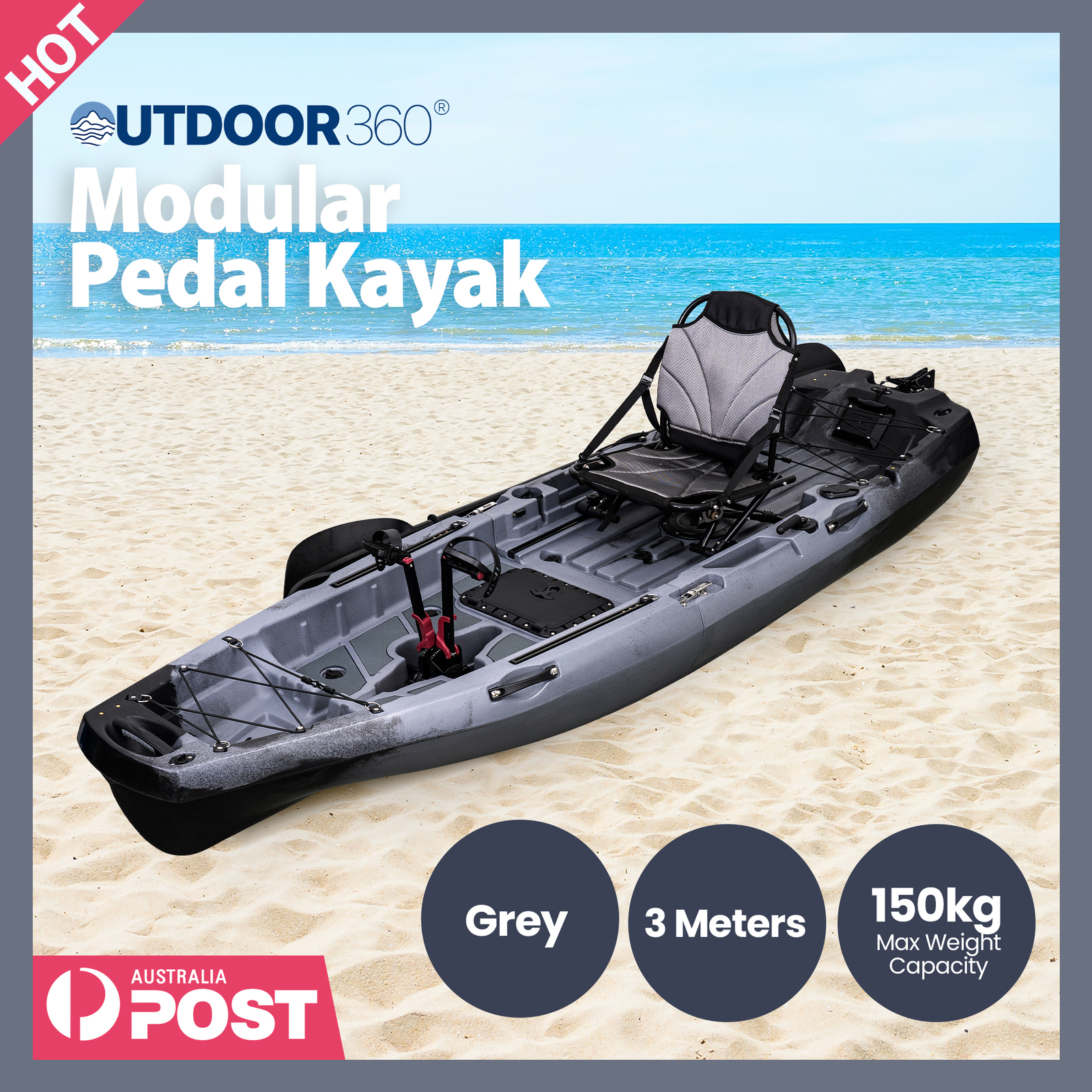 Modular Pedal Drive Fishing Kayak Canoe Boat for Saltwater Freshwater ...