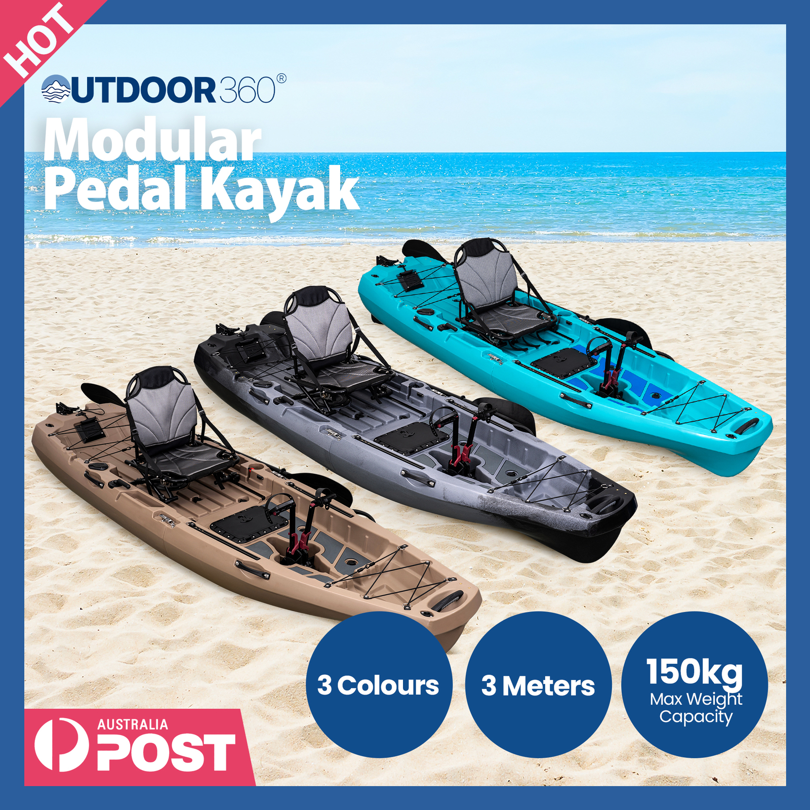 Modular Pedal Drive Fishing Kayak Canoe Boat for Saltwater Freshwater