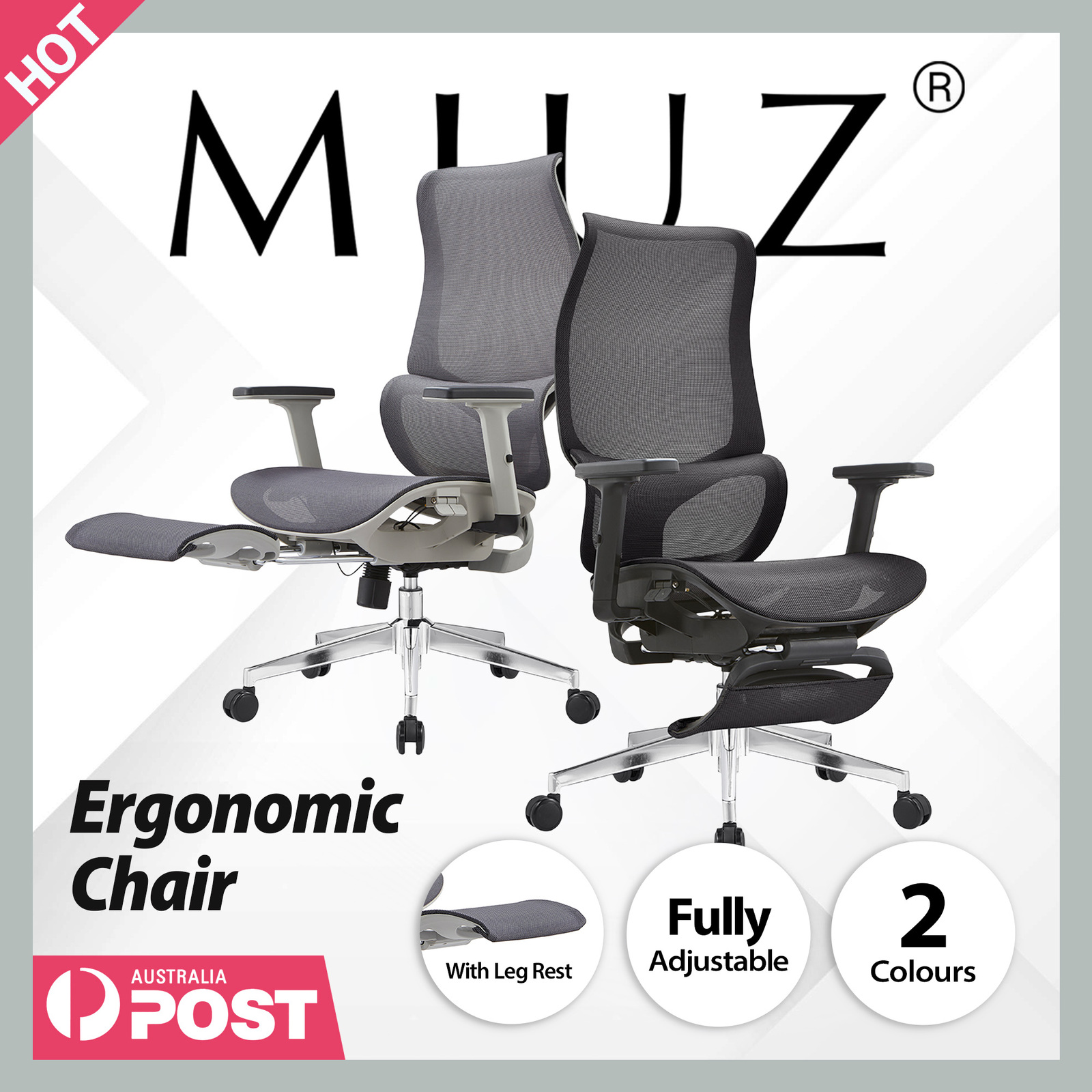 MIUZ Gaming Office Chair Mesh Office Chairs Executive Footrest Computer ...