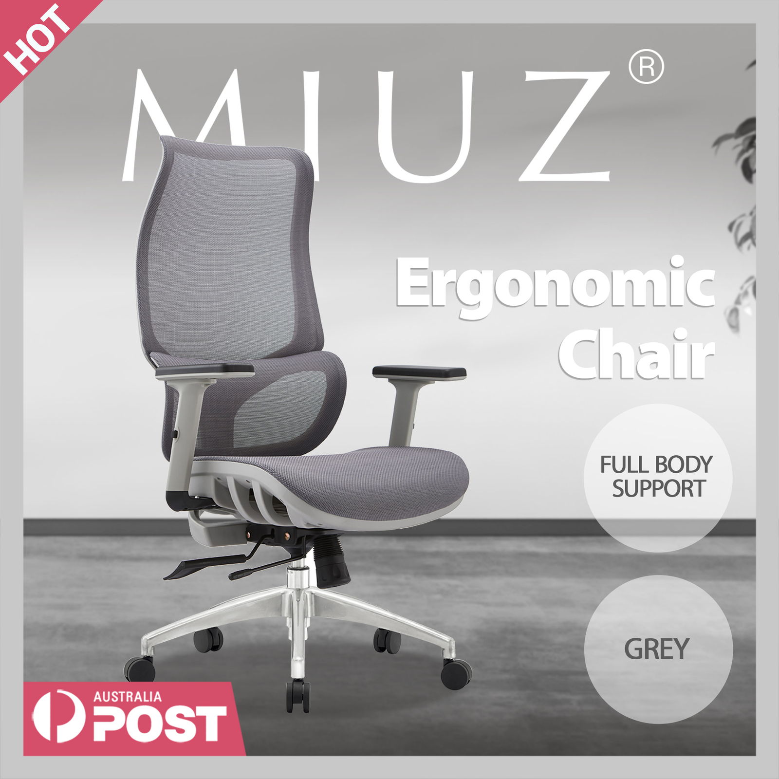 MIUZ Ergonomic Office Chair Computer Gaming Mesh Executive Chairs Work ...