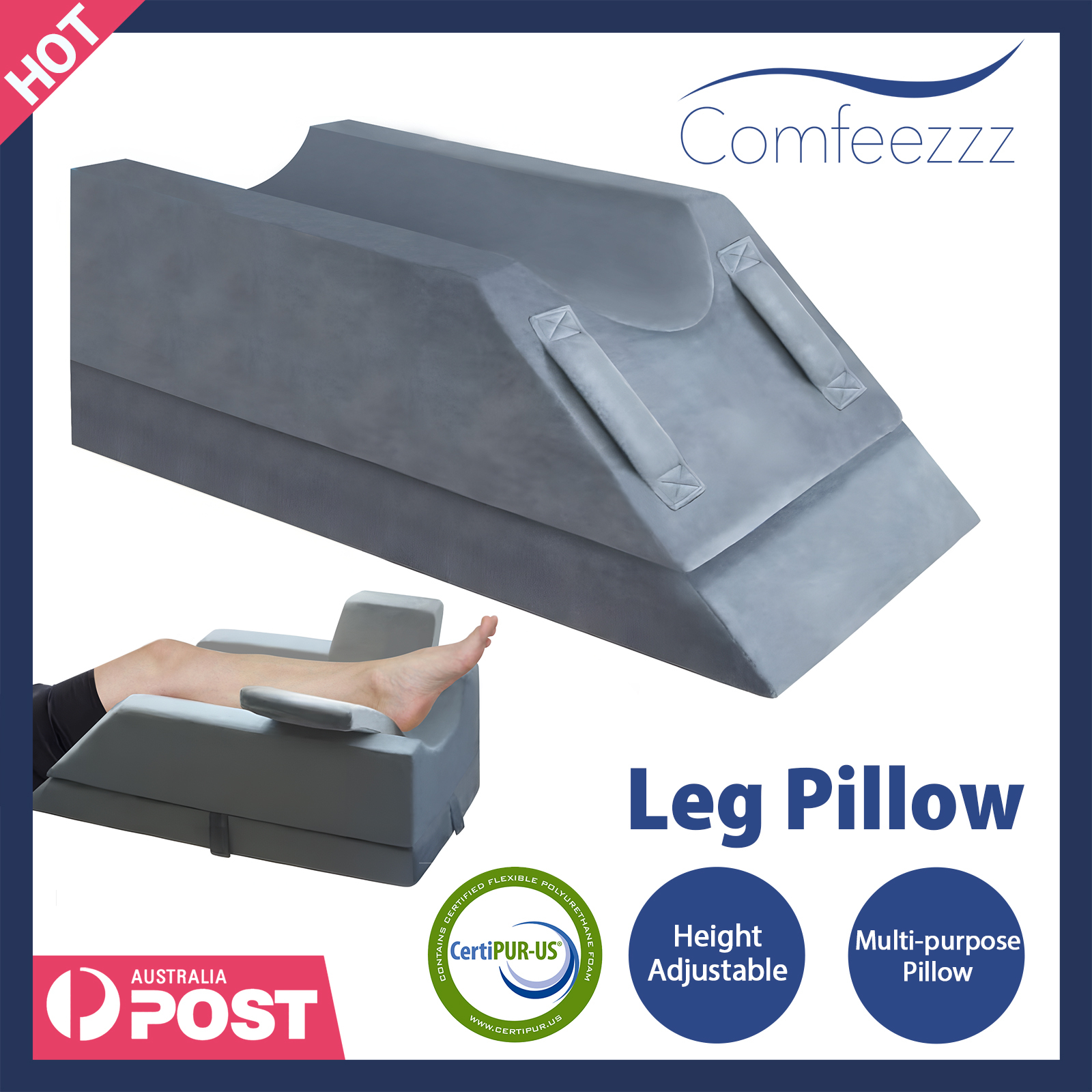 Memory Foam Leg Elevation Pillow Height Adjustable Support Pillows