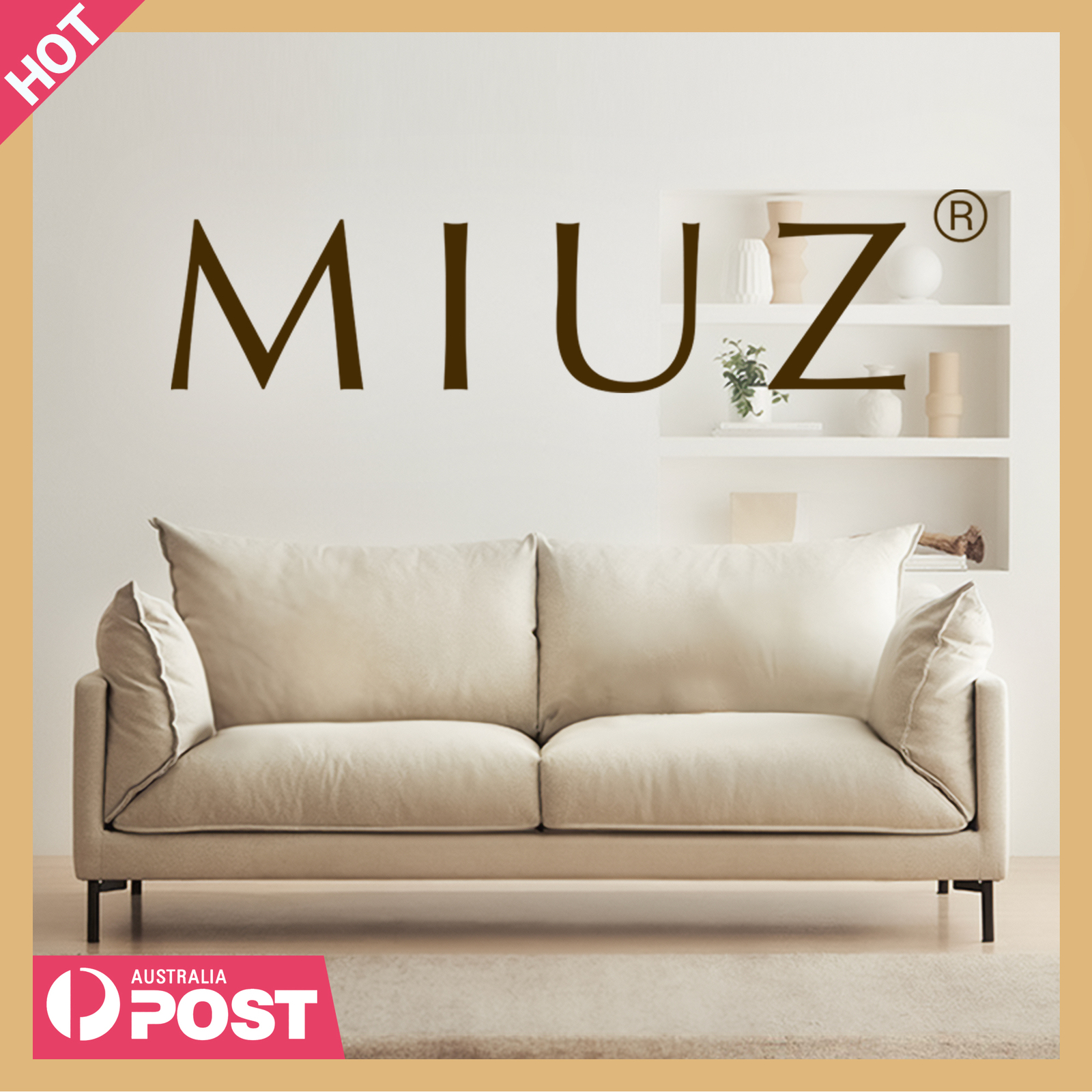 160cm Modern Sofa Large Double 2-3 Seater Couch - Off White Fabric