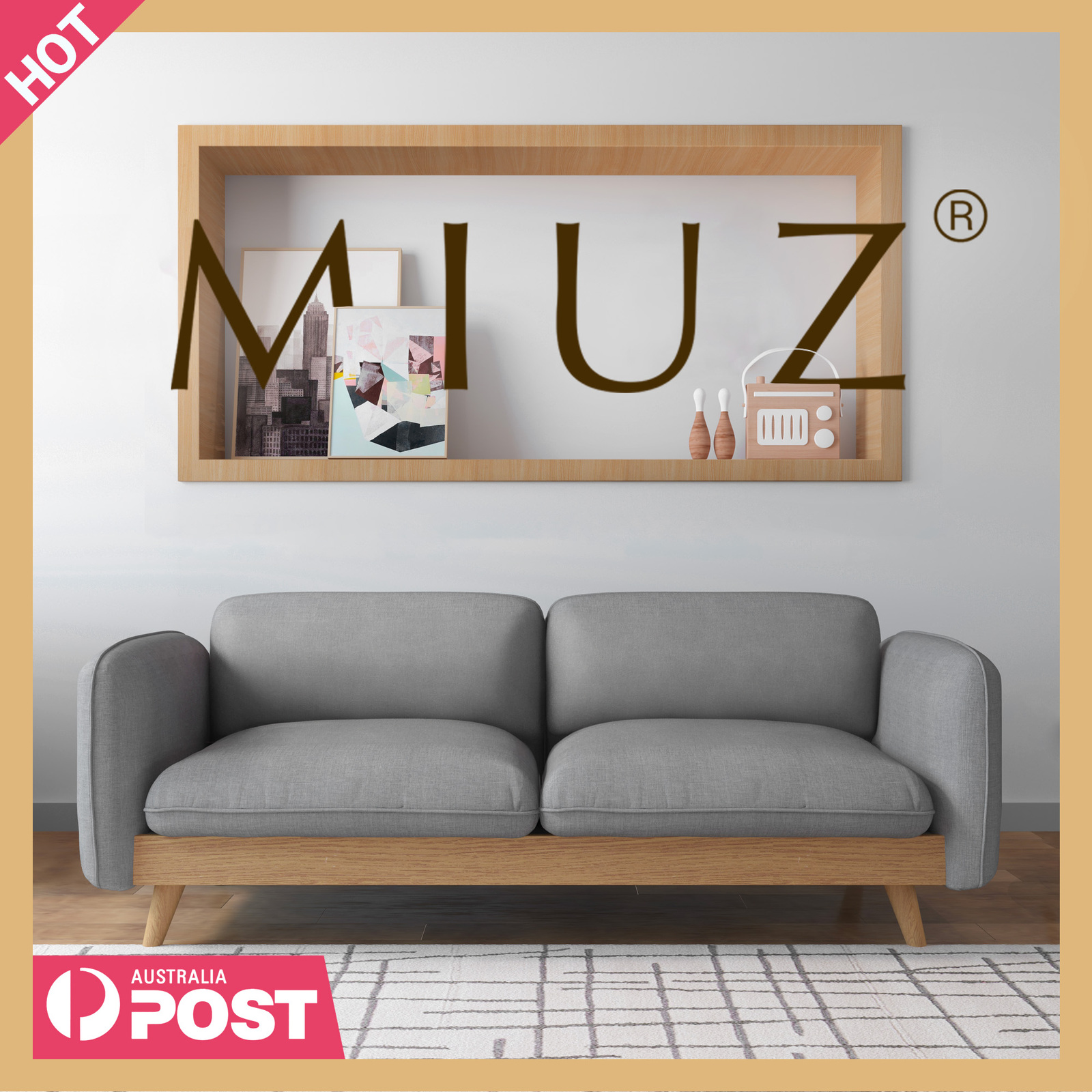 160cm Sofa Large Double 2-3 Seater Couch - Grey Fabric