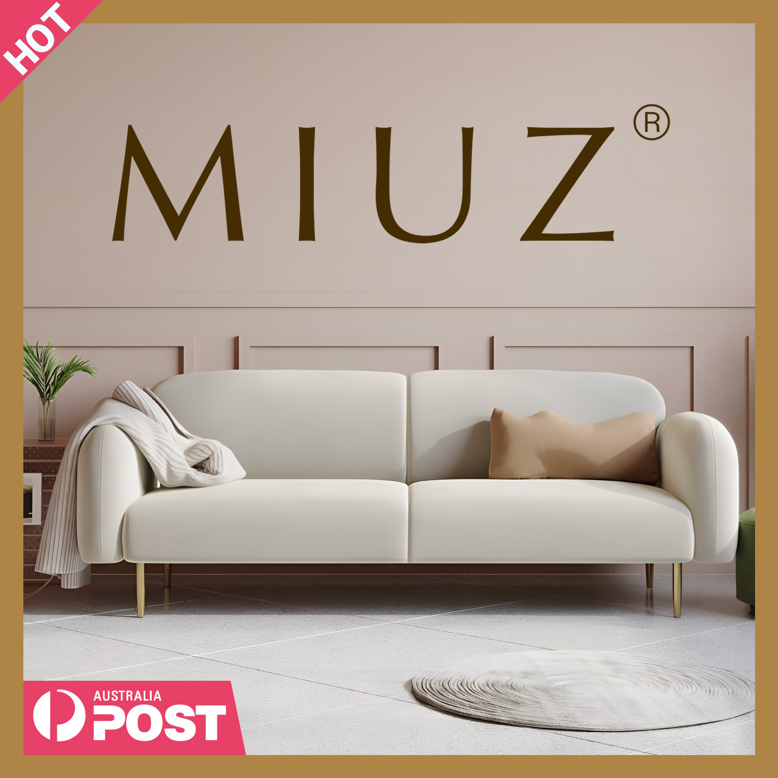 Modern 160cm Nordic Sofa Large Double 2-3 Seater Couch - White Velvet ...