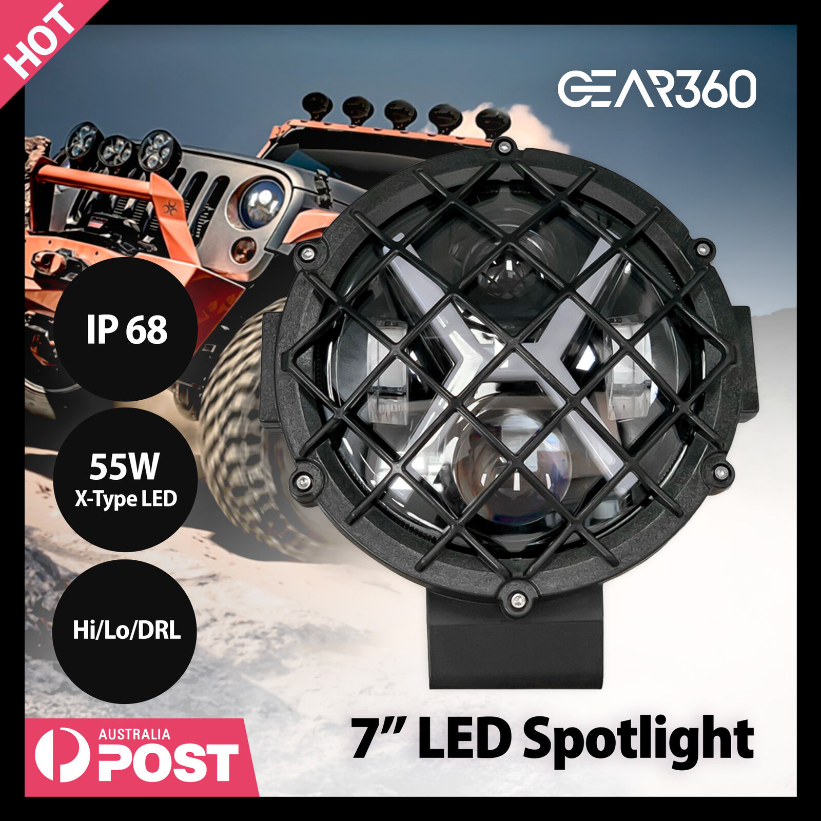 7" Round LED Headlights Driving Spot Light Hi/Lo/DRL SUV Truck Headlight