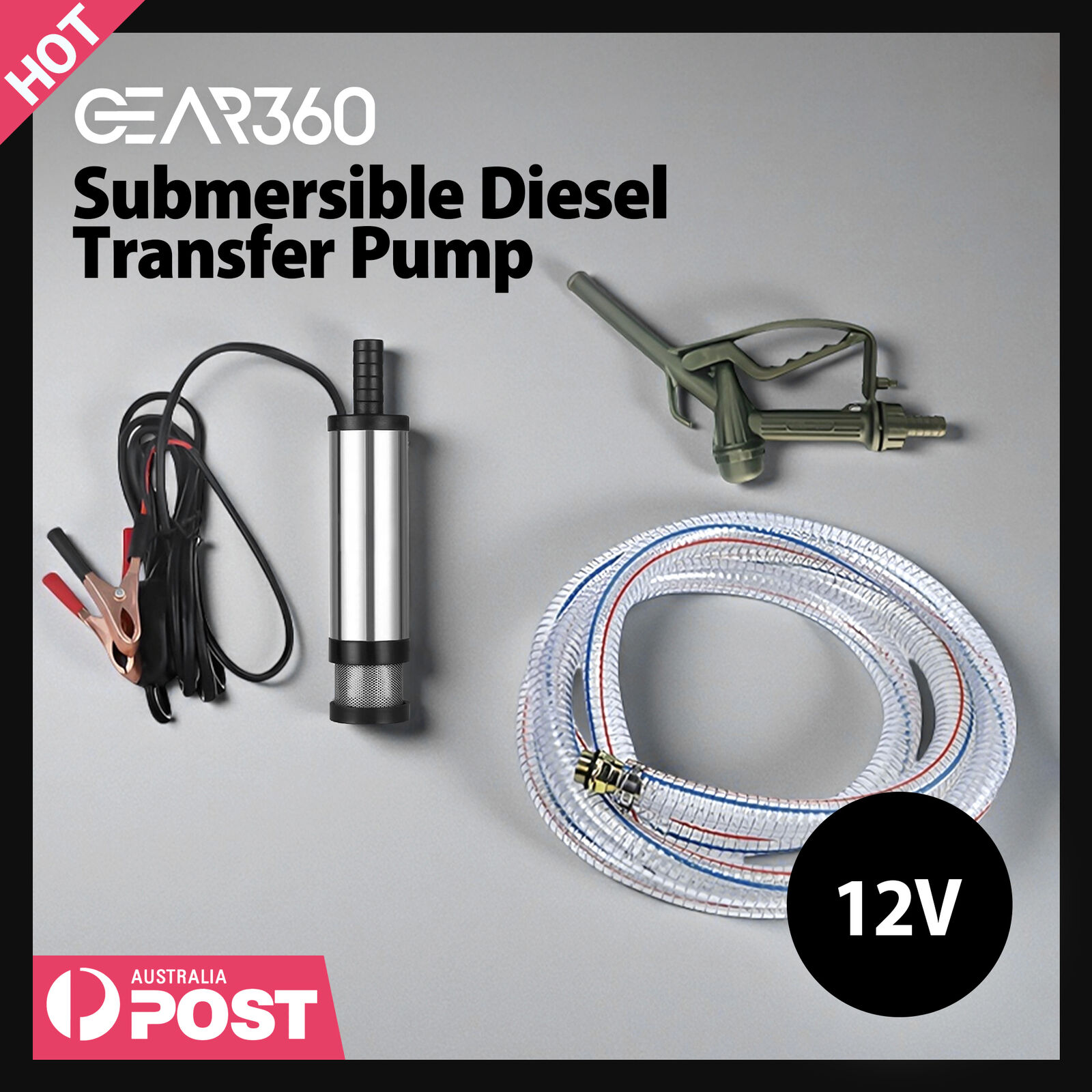 12V Portable Submersible Fuel and Water Transfer Pump Kit with Battery ...