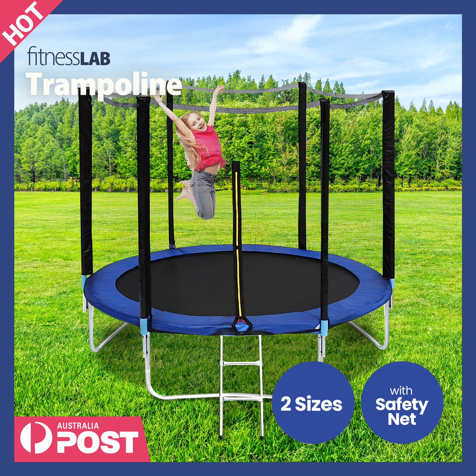 Trampoline Round Outdoor Playground Trampolines Safety Net & Ladder - 2 ...