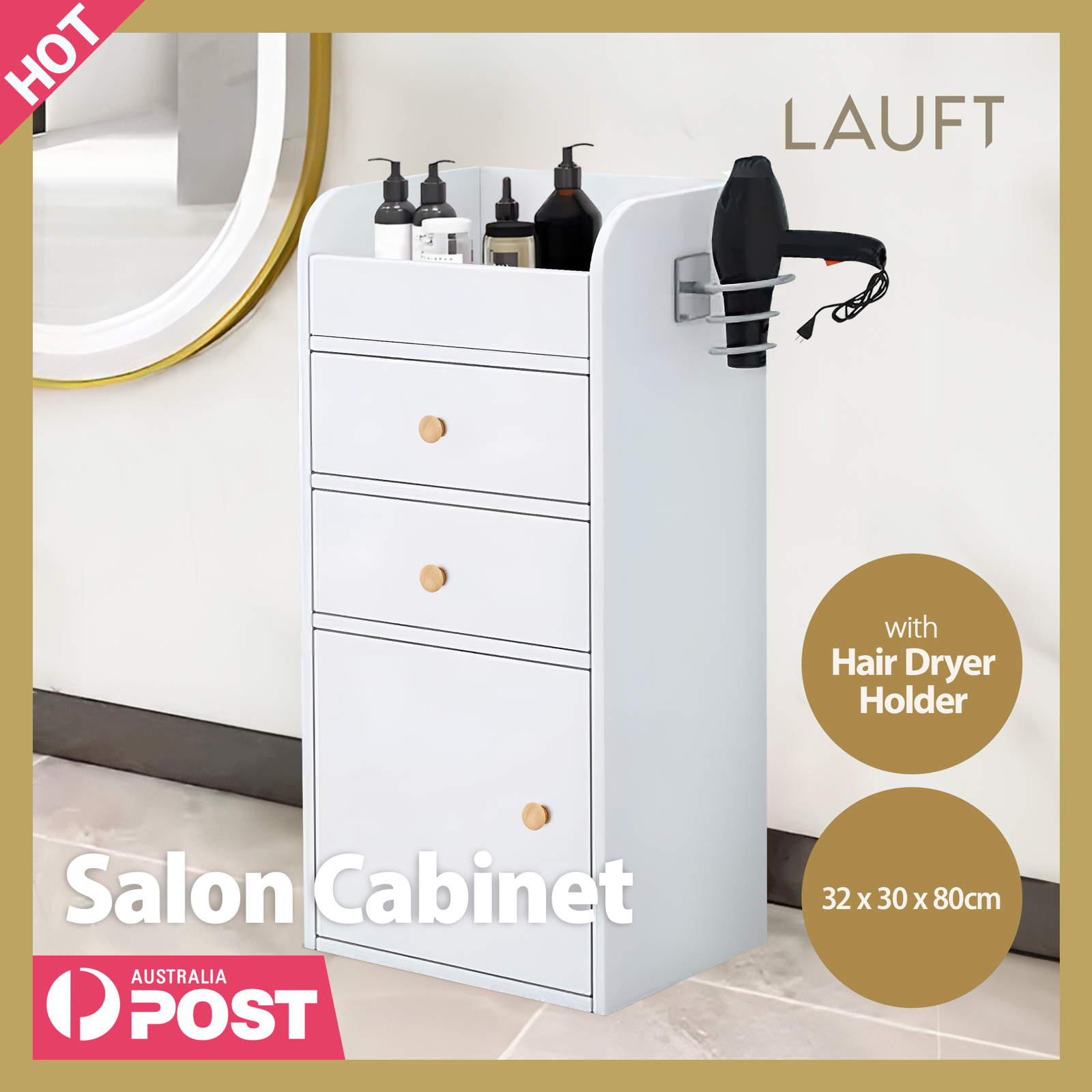 Beauty Salon Storage Trolley Hair Salon Stations Cabinet with Hairdryer ...