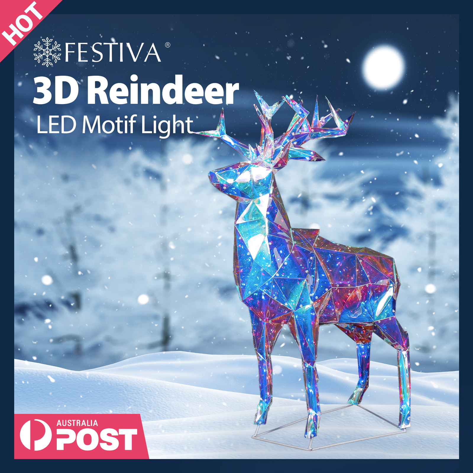 Christmas Motif Lights Led Acrylic Reindeer Decor AU LED Lights