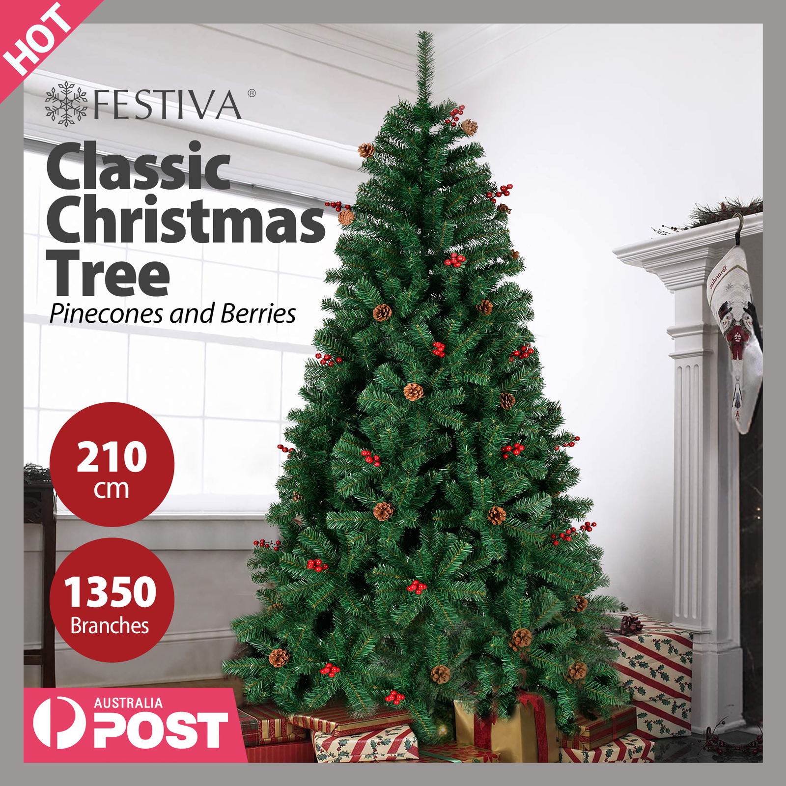 Festiva Christmas Tree 2.1m / 6.90FT Xmas Decoration Green Home Decor ...